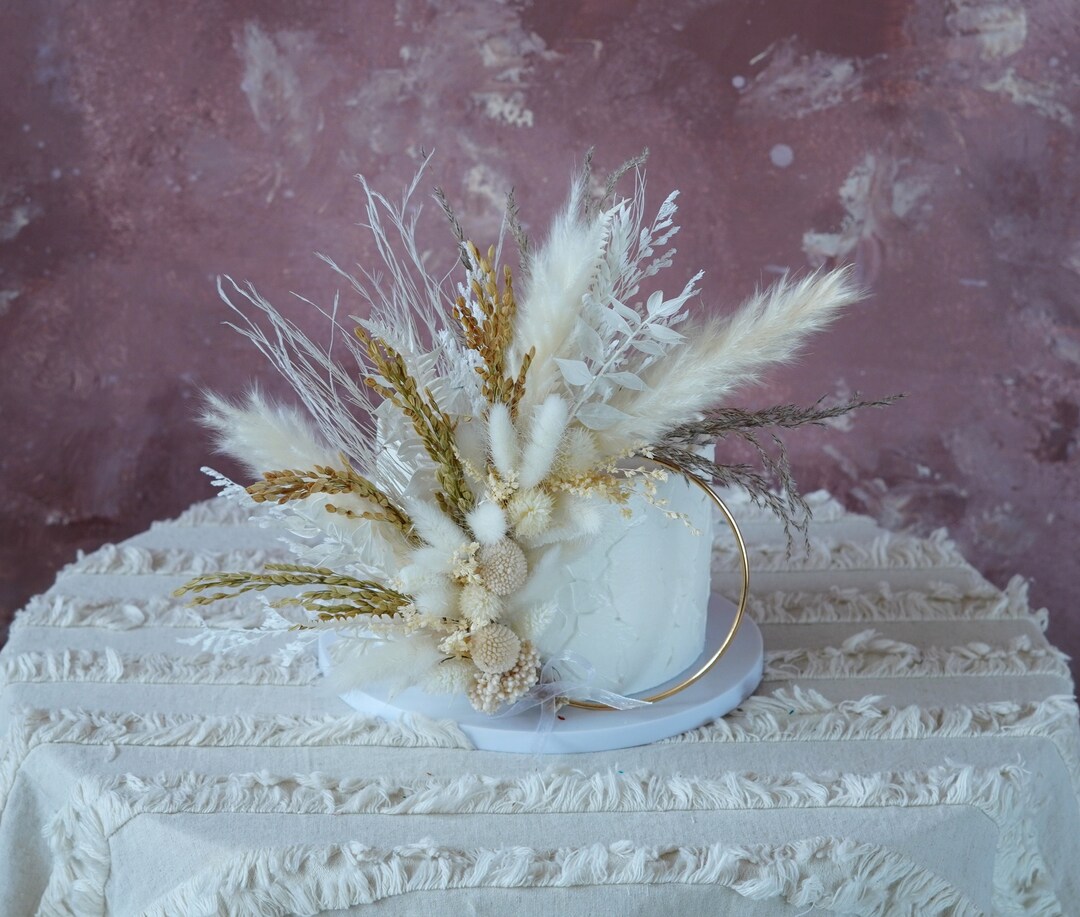 Cream White Pampas Grass Cake Topper,cake Topper,wedding Decoration ...