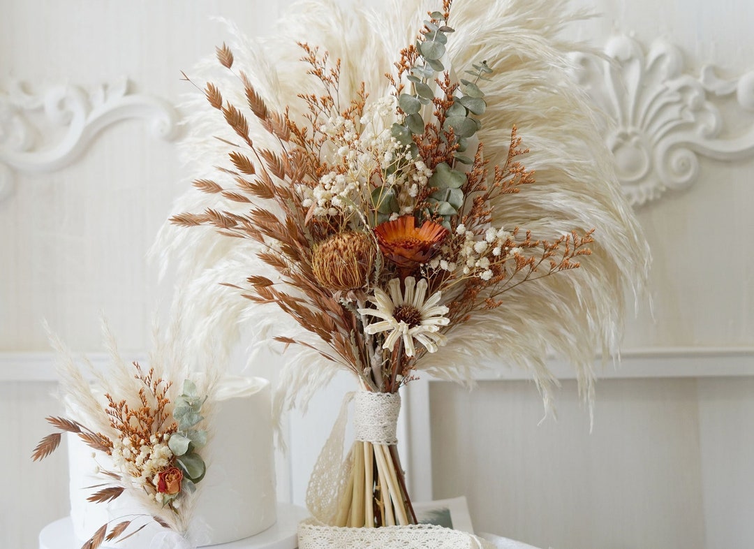 Rust Orange& Burnt Orange Boho Wedding,natural Wedding Flowers,pampas ...