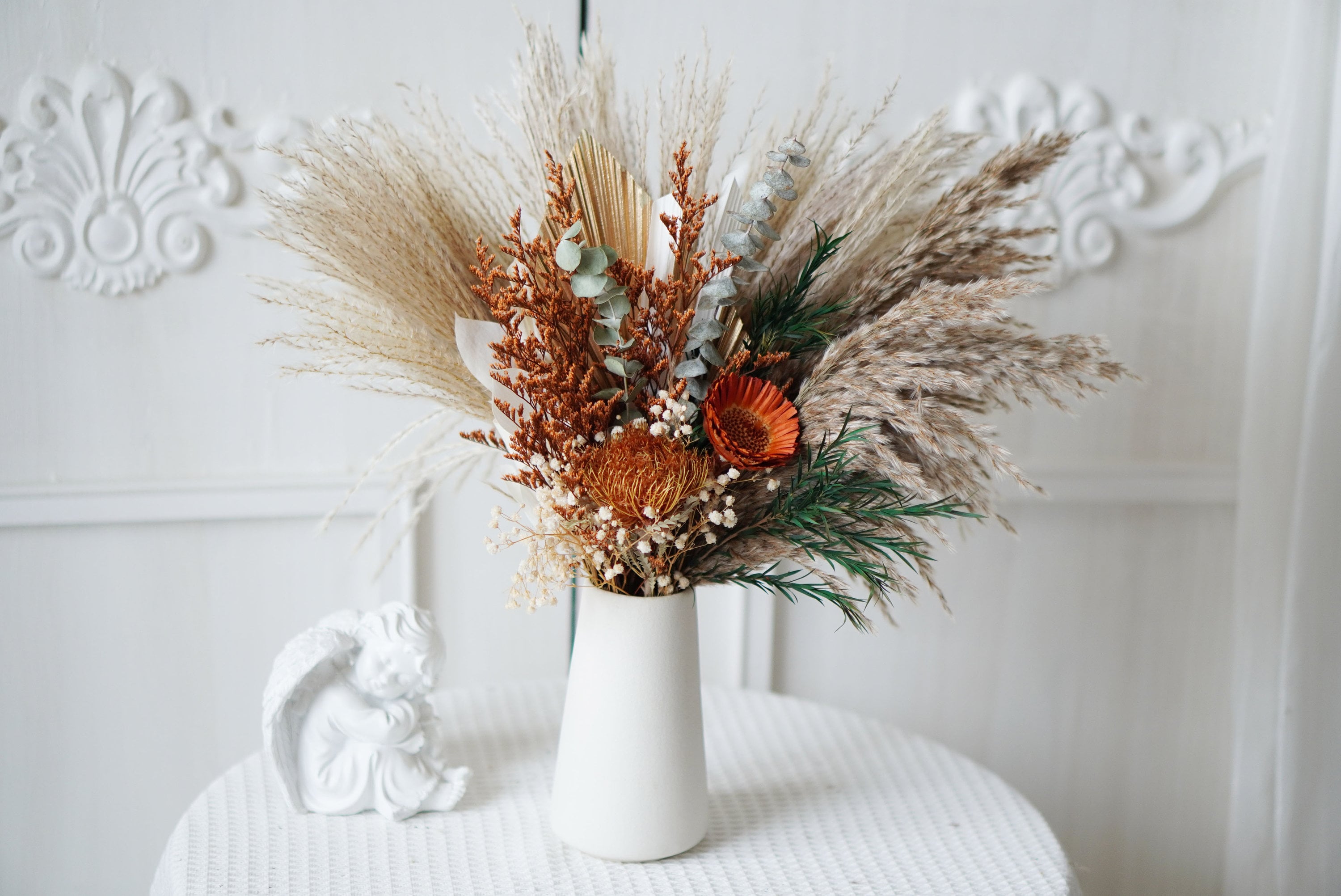 Rust Orange/burnt Orange Pampas Grass Bouquet, Dried Flowers Bouquet ...