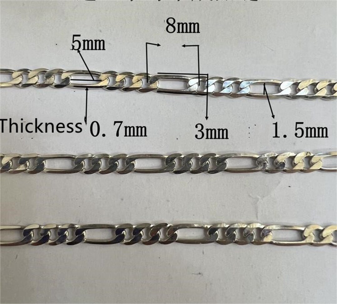 S925,silver Figaro Chains,flat Figaro Chains,unfinished Bulk Chains ...