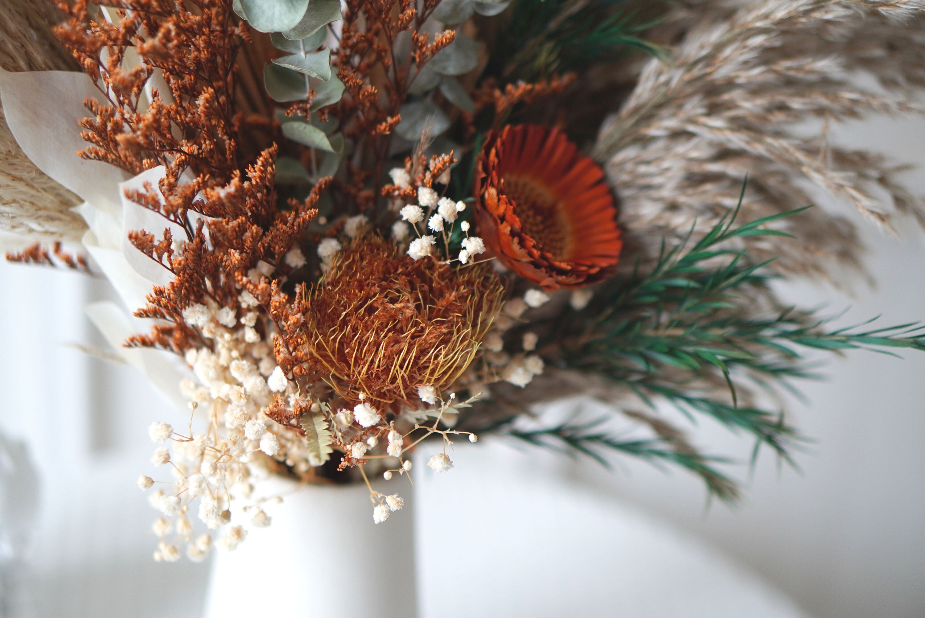 Rust Orange/burnt Orange Pampas Grass Bouquet, Dried Flowers Bouquet ...