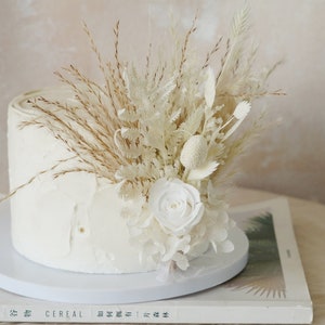Preserved Rose Natural Pampas Grass Cake Topper,flower Cake Topper ...