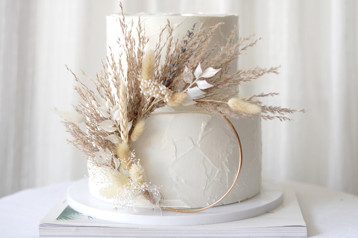 Self-color Pampas Grass Cake Topper Bouquet Flower Cake - Etsy