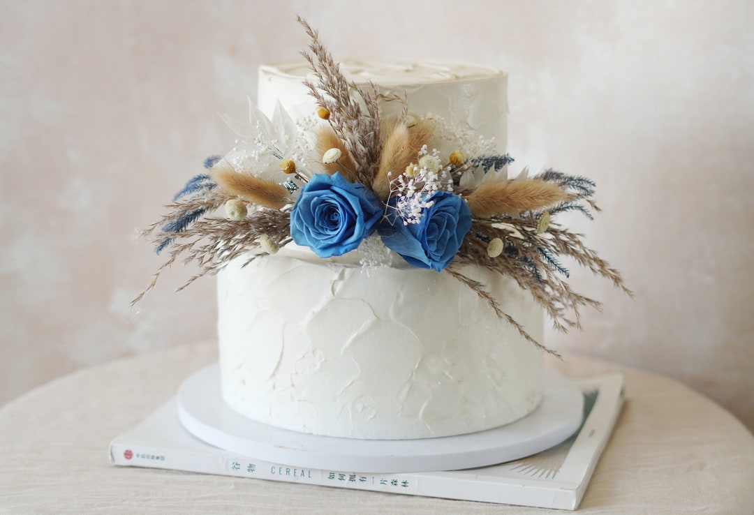 Preserved Rose Natural Pampas Grass Cake Topper,flower Cake Topper ...