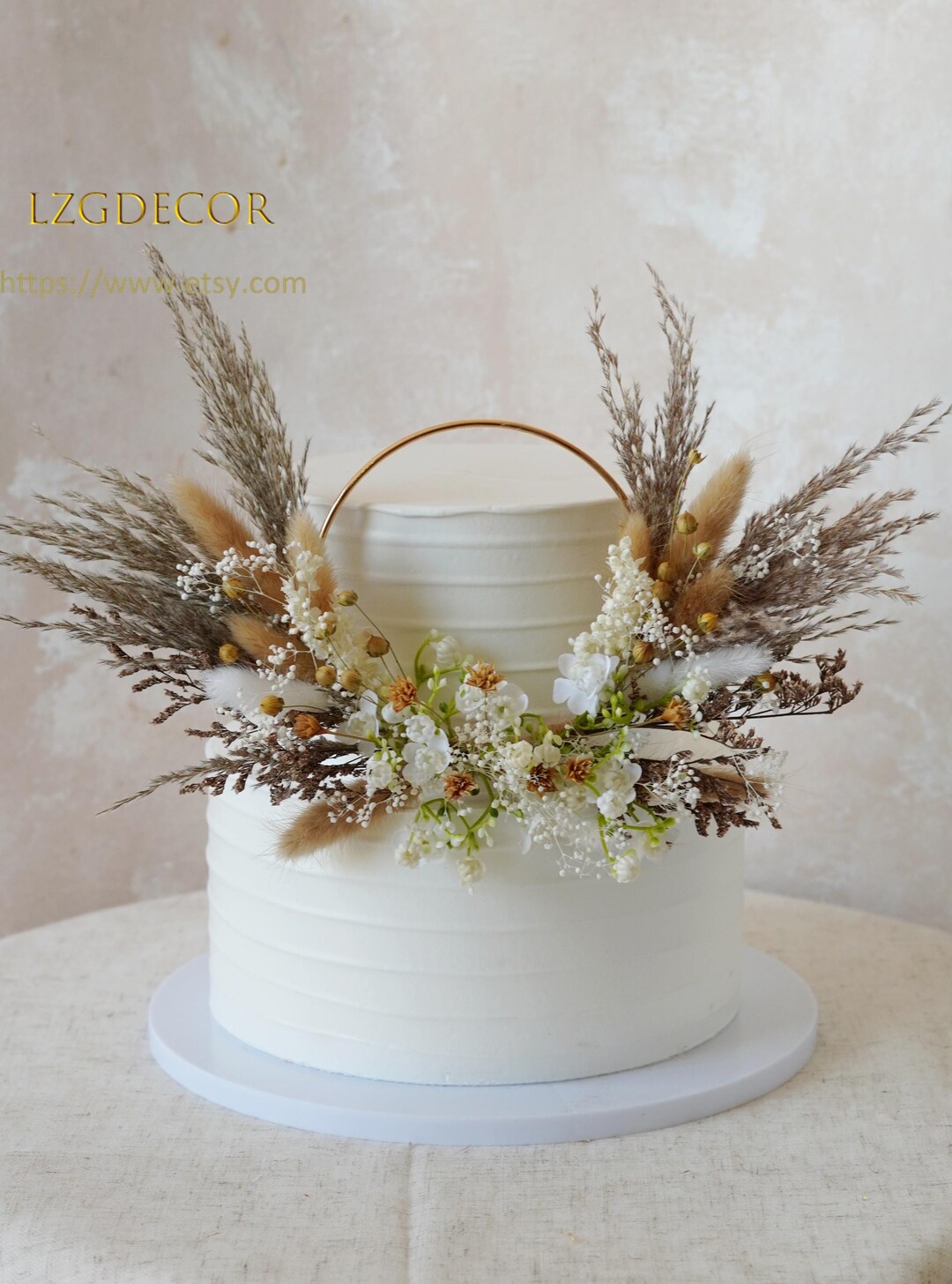 Natural Color Pampas Grass Cake Topper Bouquet,flower Cake Topper,dried ...