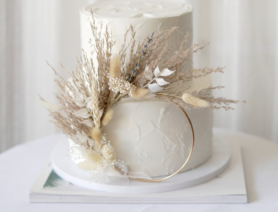 Self-color Pampas Grass Cake Topper Bouquet Flower Cake - Etsy