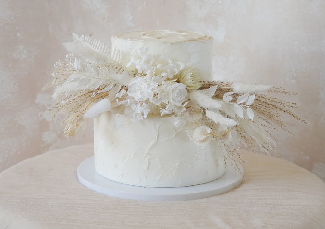 Preserved Rose Natural Pampas Grass Cake Topper,flower Cake Topper ...