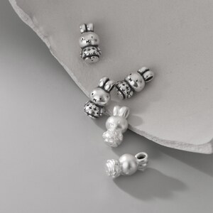 Sterling Silver S999 3D Miffy Rabbit Spacer Beads,silver Animal Beads ...
