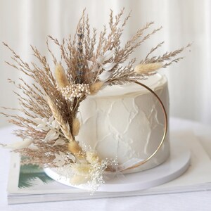 Self-color Pampas Grass Cake Topper Bouquet, Flower Cake Topper,dried ...