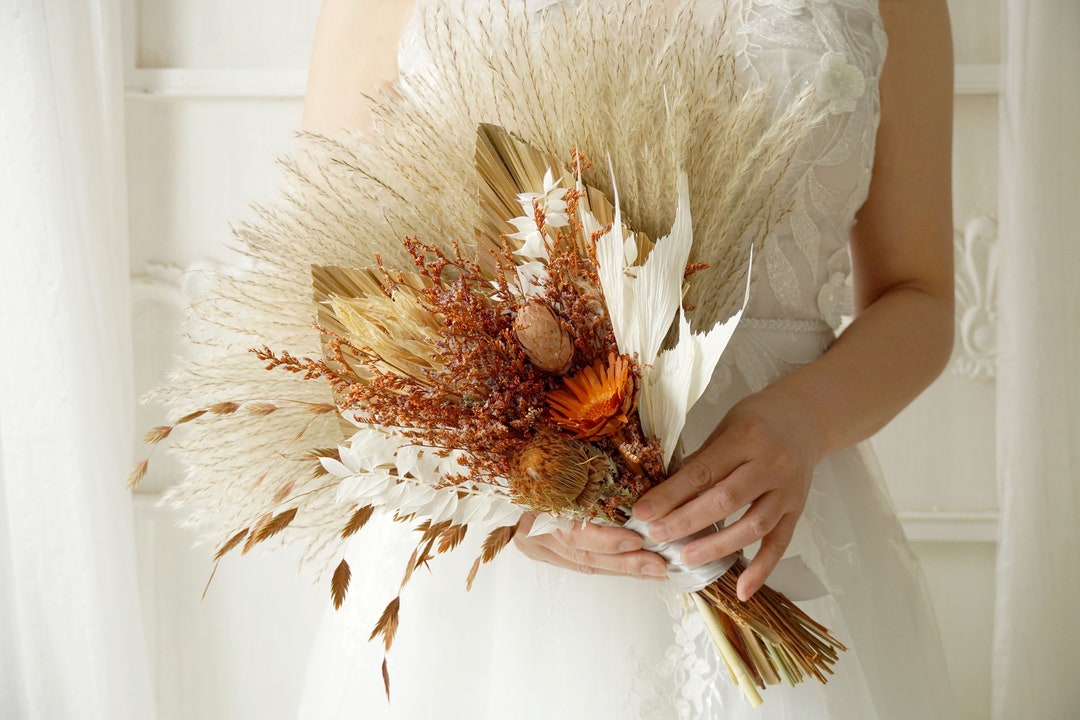 Rust Orange& Burnt Orange Boho Wedding,natural Wedding Flowers,pampas ...