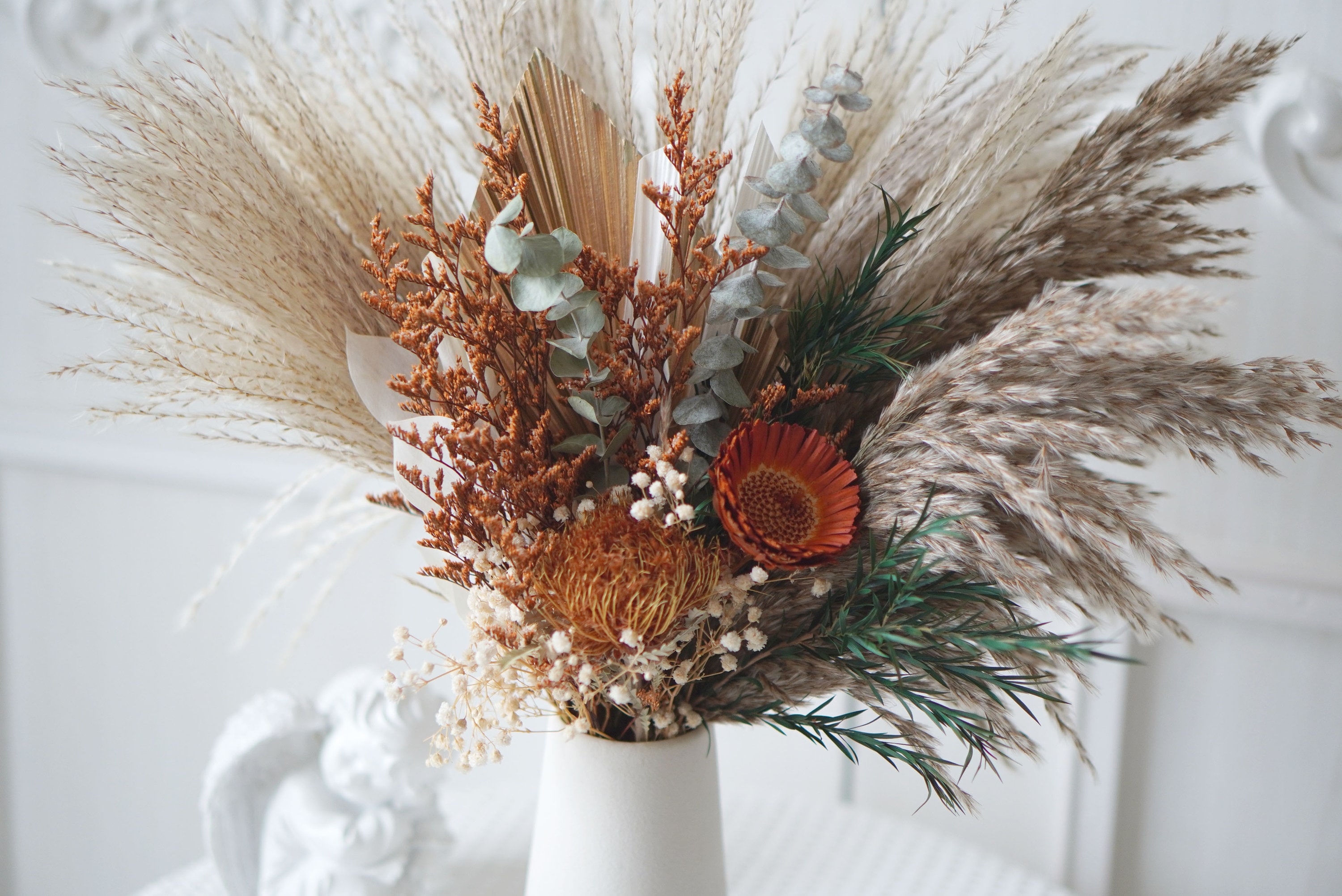 Rust Orange/burnt Orange Pampas Grass Bouquet, Dried Flowers Bouquet ...