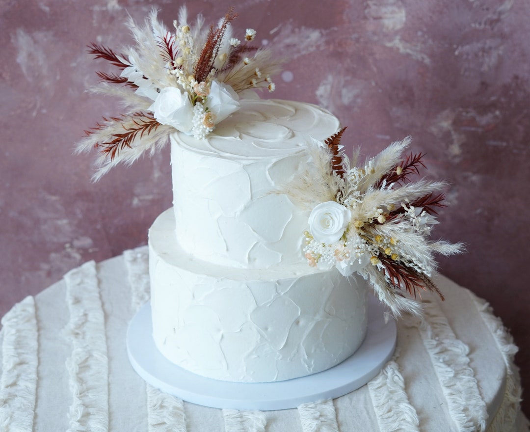 White Preserved Rose Cake Topper,wedding Decoration,dried &preserved ...