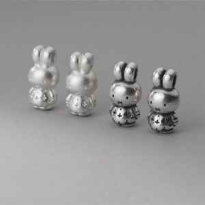 Sterling Silver S999 3D Miffy Rabbit Spacer Beads,silver Animal Beads ...