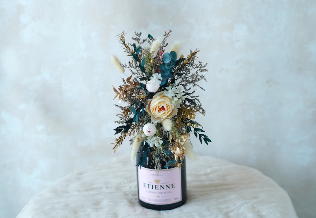 Wine Centerpiece,champagne Bottle Bouquet,flower Arrangement for Wine ...