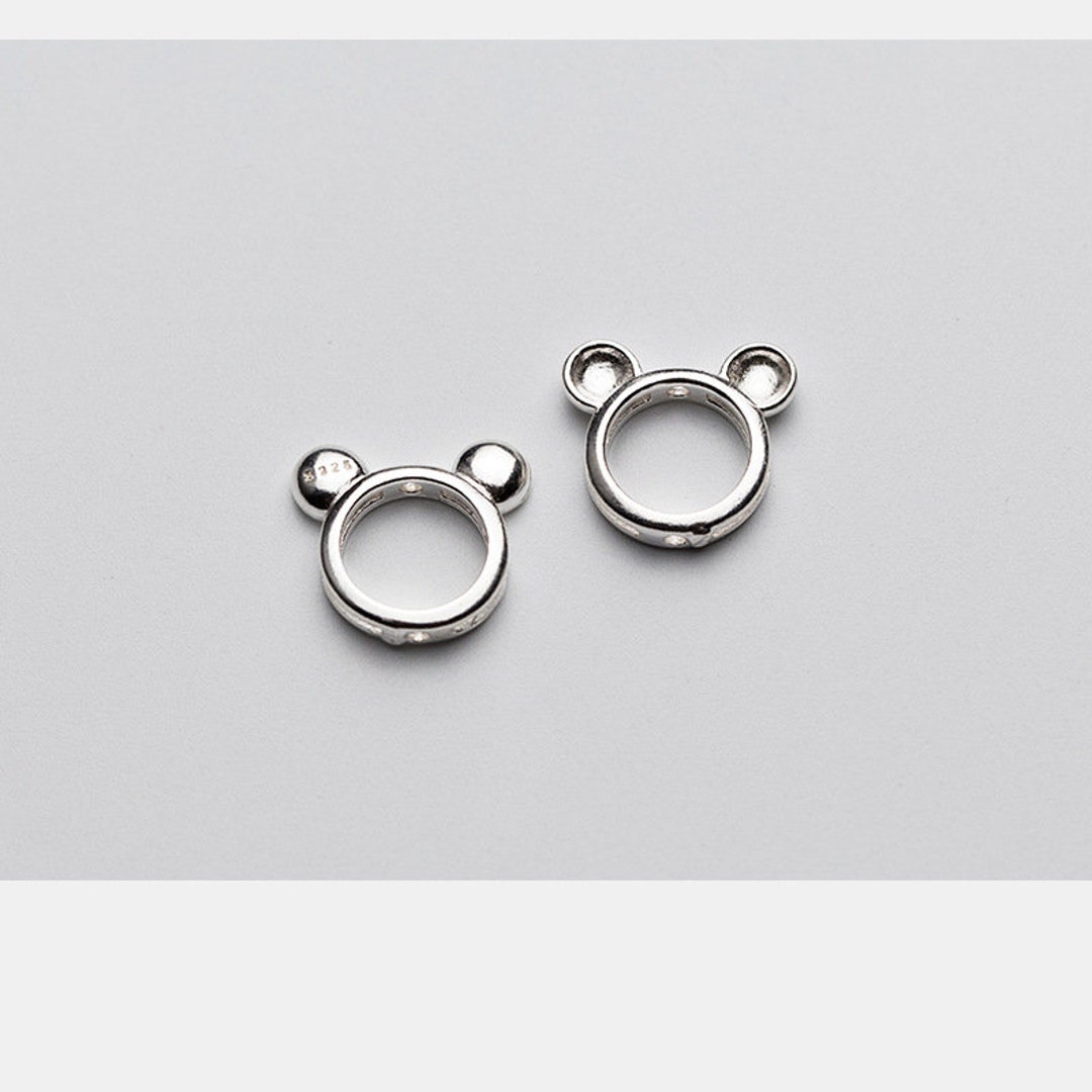 Sterling Silver Mickey Mouse Frame Bead,s925 Animal Frame Bead,half ...