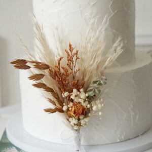 White & Rust Orange/burnt Orange Flower Cake Topper Bouquet, Dried ...