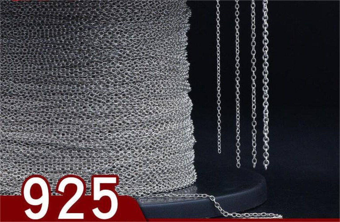 S925,sterling Silver Anchor Chain, Round Cable Chain,unfinished Chain ...