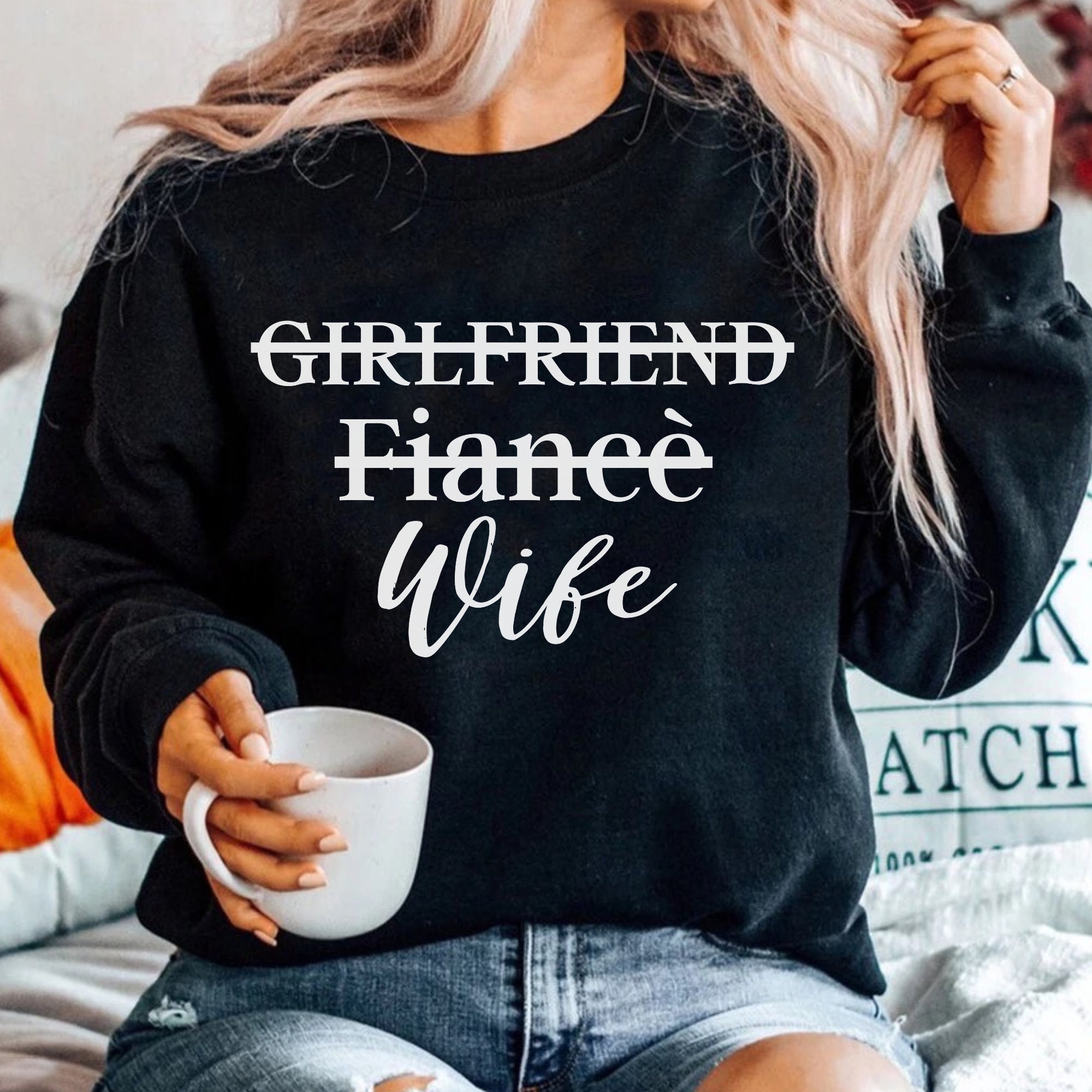 Girlfriend Fiance Sweatshirt, Fiancee Sweater, Engagement Clothing ...