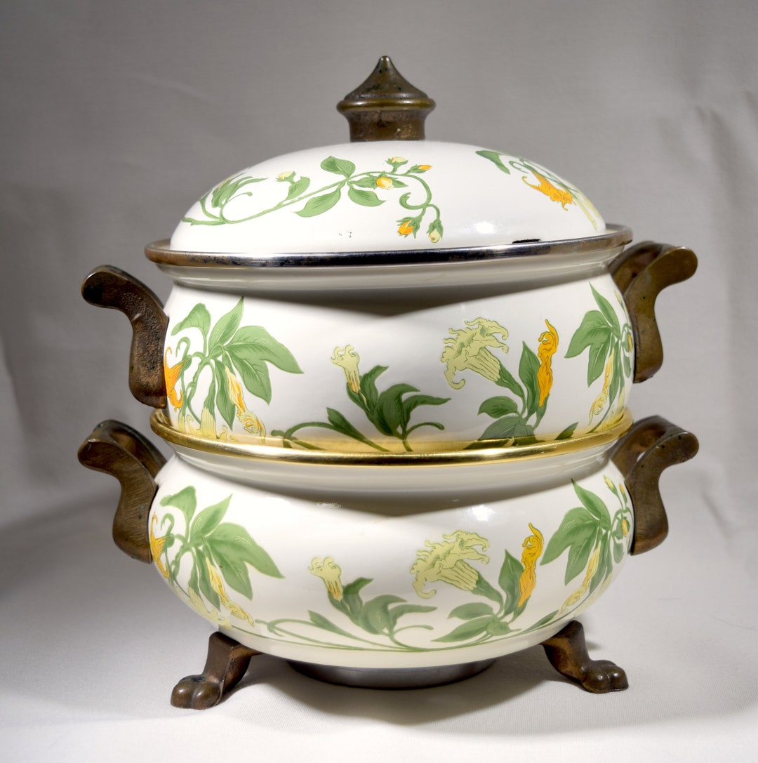 Vintage ASTA German Enamelware Honeysuckle Fondue Set - Etsy