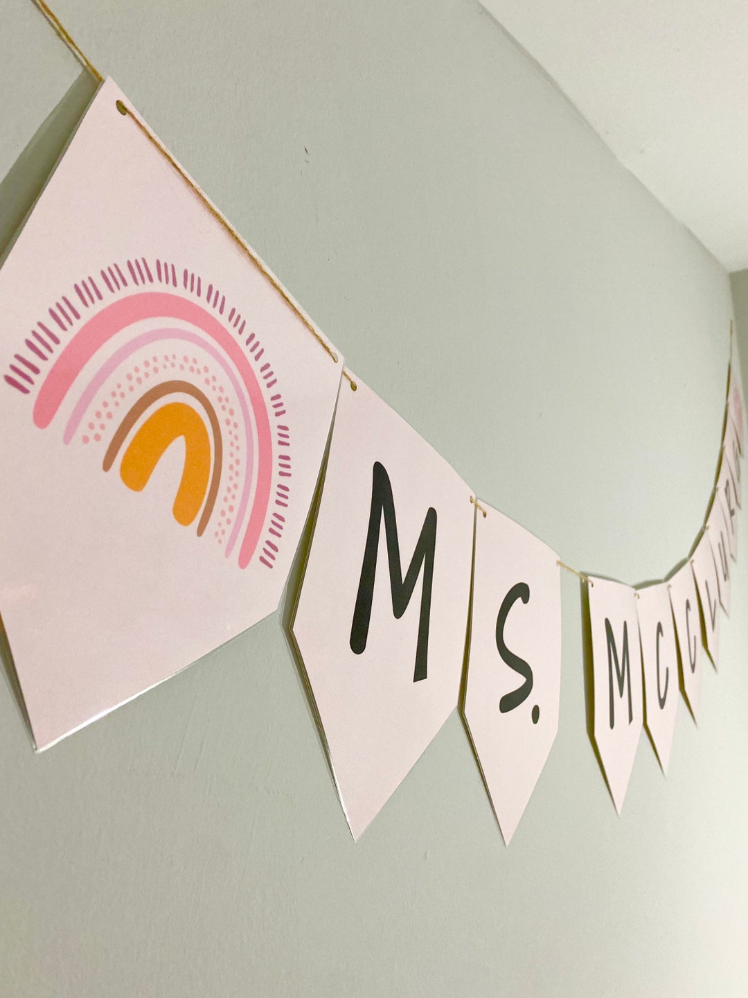 Boho Rainbow Teacher Name Banner - Etsy