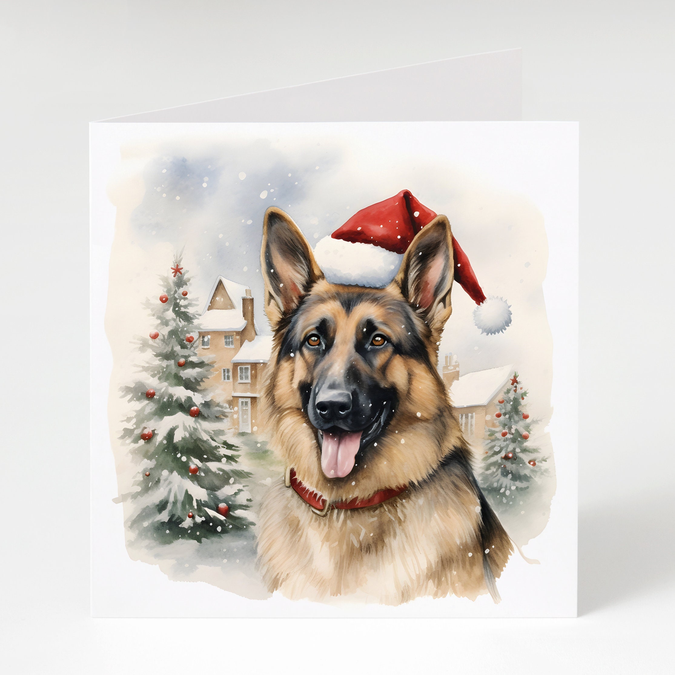 Pack of 5 German Shepherd Christmas Cards, Cute Dog Xmas Cards, Perfect ...