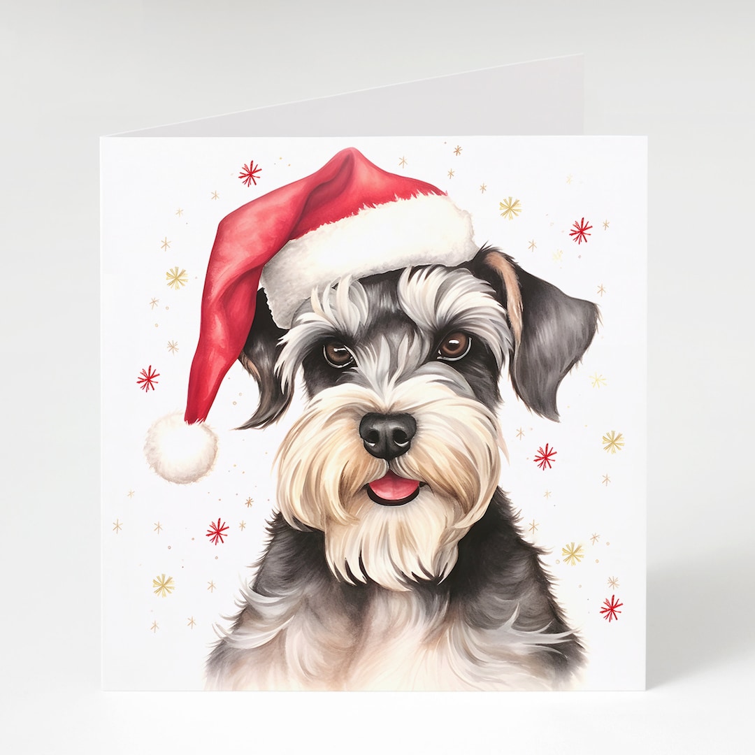Pack of 5 Schnauzer Christmas Cards, Cute Dog Xmas Cards, Miniature ...