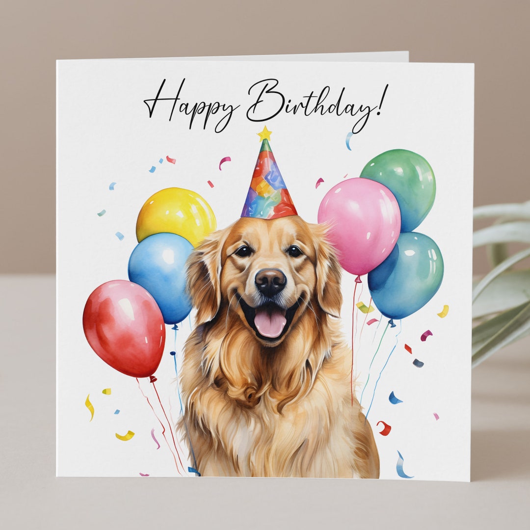 Golden Retriever, Birthday Card, Golden Retriever Gift, Golden ...