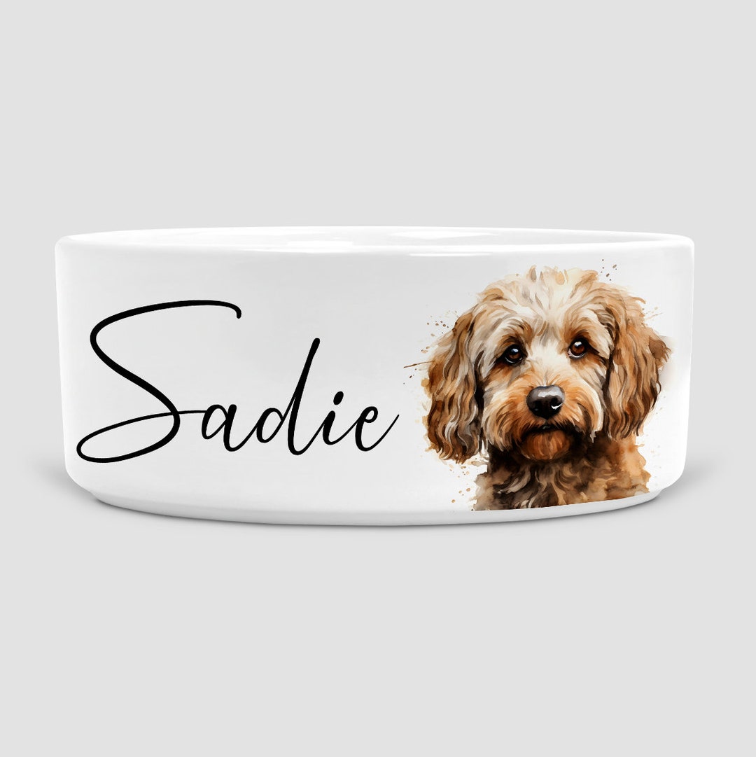 Personalised Tan Cockapoo Dog Bowl, Cockapoo, Dog, Ceramic Dog Bowl ...