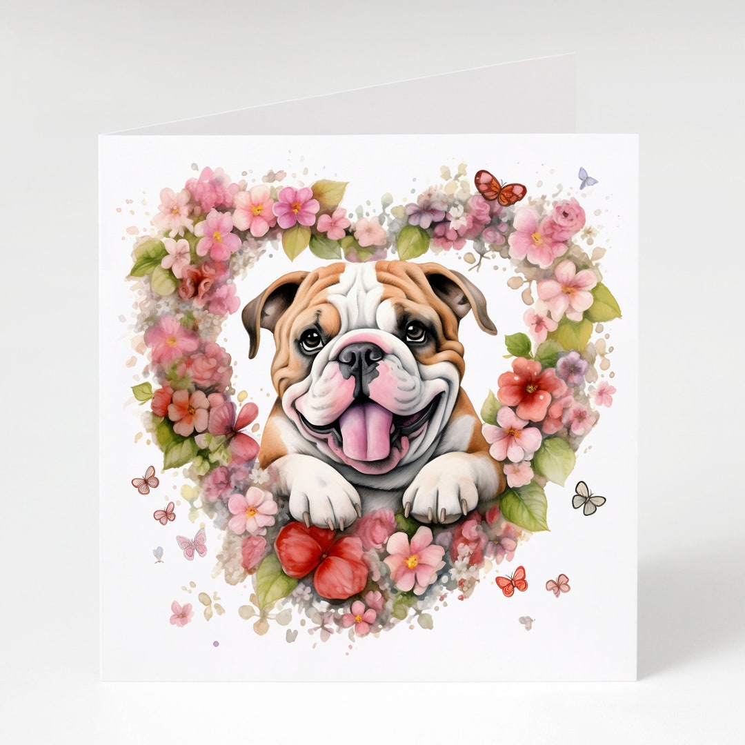 Bulldog Mother's Day Card, Birthday Card, Bulldog Mum, Bulldog With ...