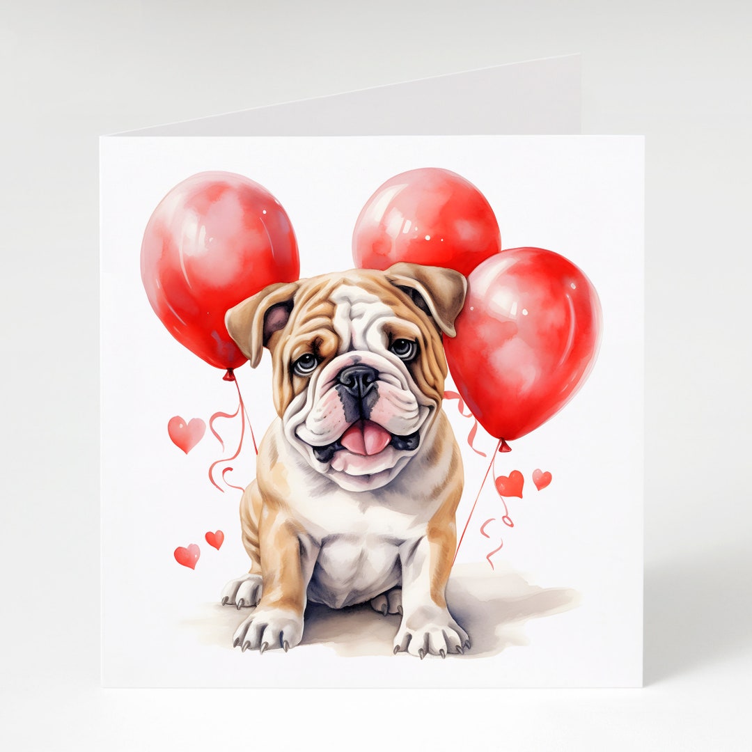 Bulldog Card, Bulldog Birthday Card, Bulldog Mum, Bulldog Dad, Greeting ...