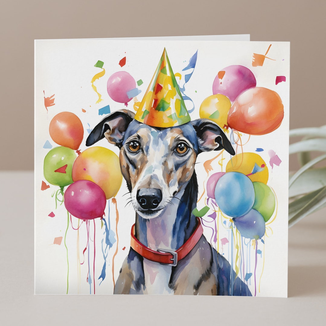 Greyhound Birthday Card, From the Dog, for the Dog, Cute Greyhound, Dog ...