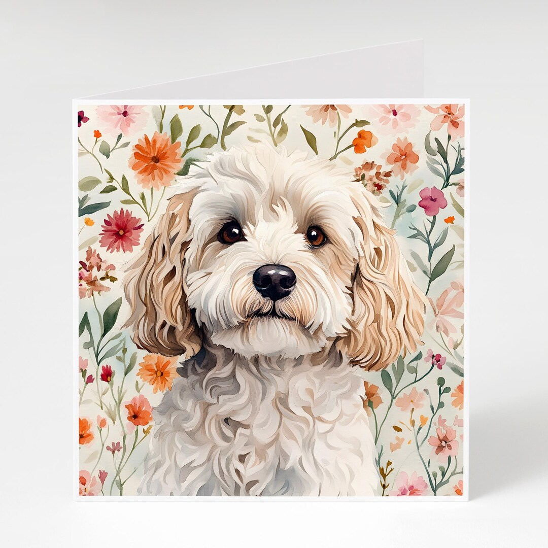 Cockapoo Floral Card, Perfect Mother's Day Card or Birthday Card for ...