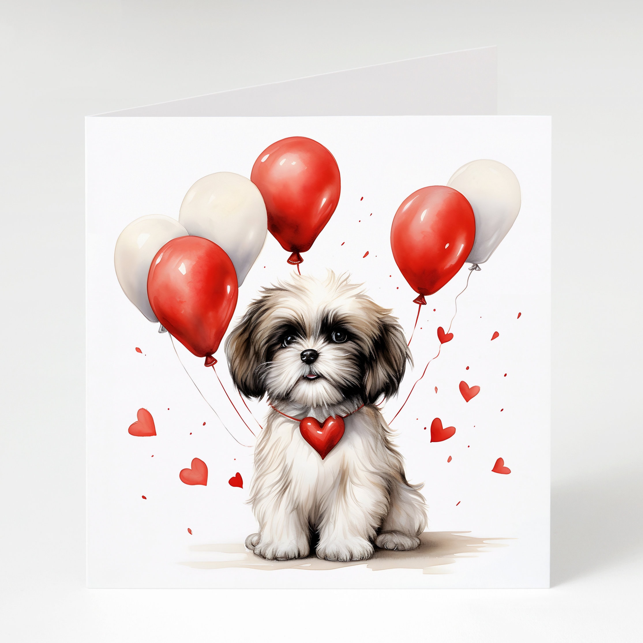 Shih Tzu With Heart Collar Valentines Card, Shih Tzu Gift, Shih Tzu ...