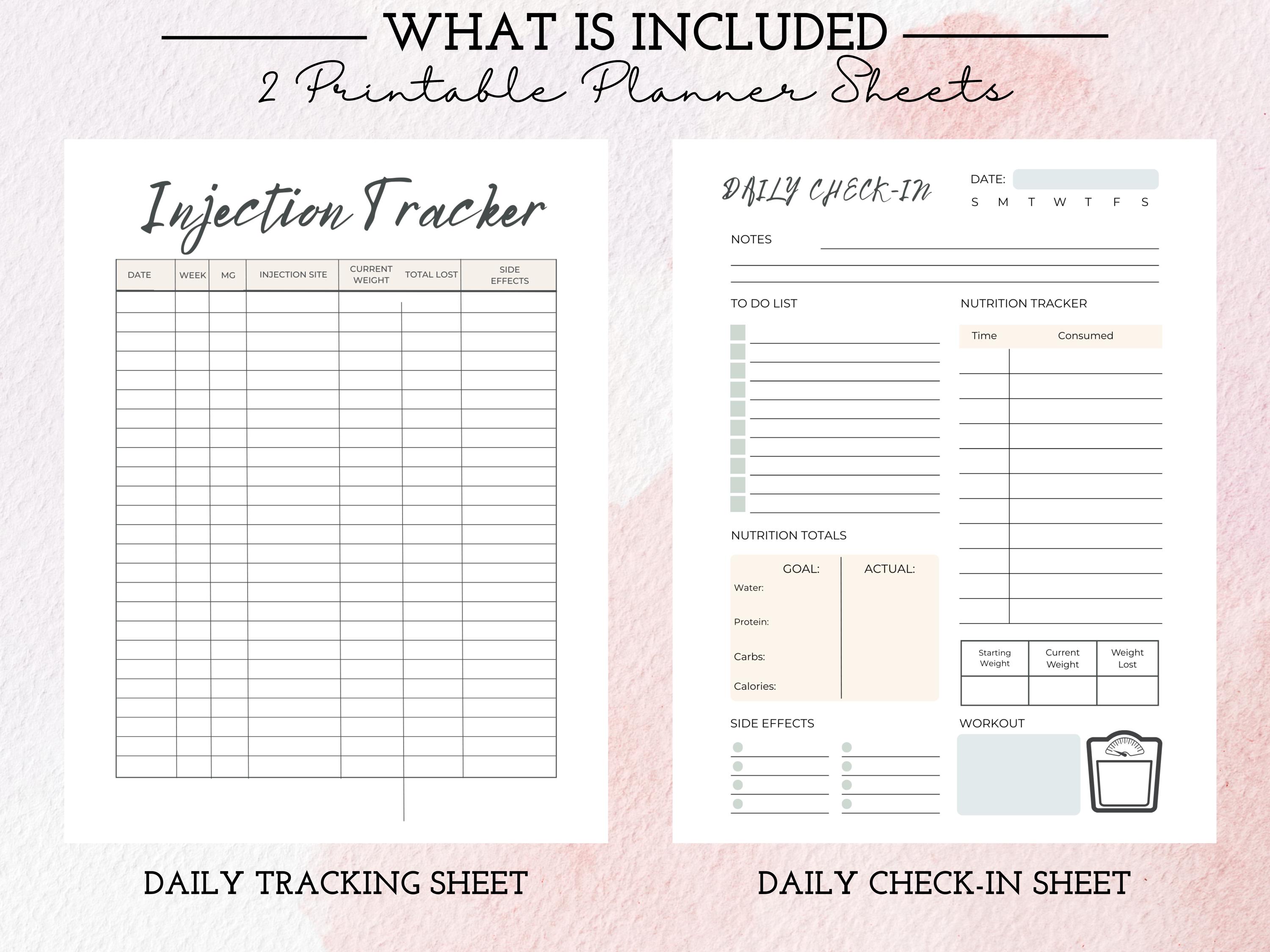 Printable GLP1 Weight Loss Tracker, Injection Planner and Tracker ...
