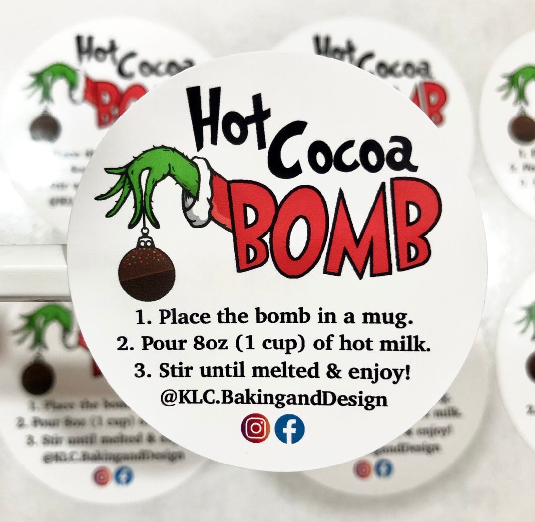 The Grinch Hot Cocoa Bomb Stickers | Printed Grinch Labels | Hot ...