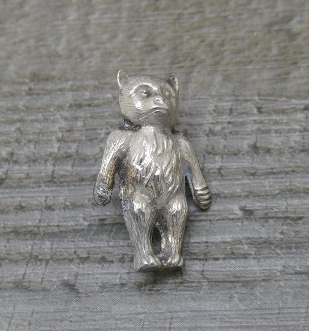 Rare Antique Sterling Silver English Teddy Bear Hat Pin Head Charm,1909 ...