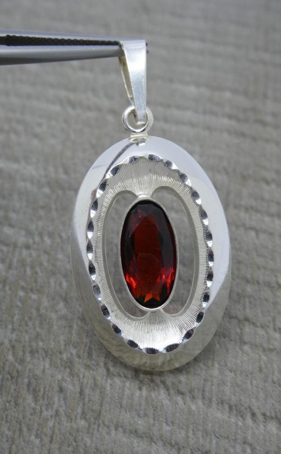 Vintage Textured Modernist Andreas Daub Garnet Paste Sterling Silver ...