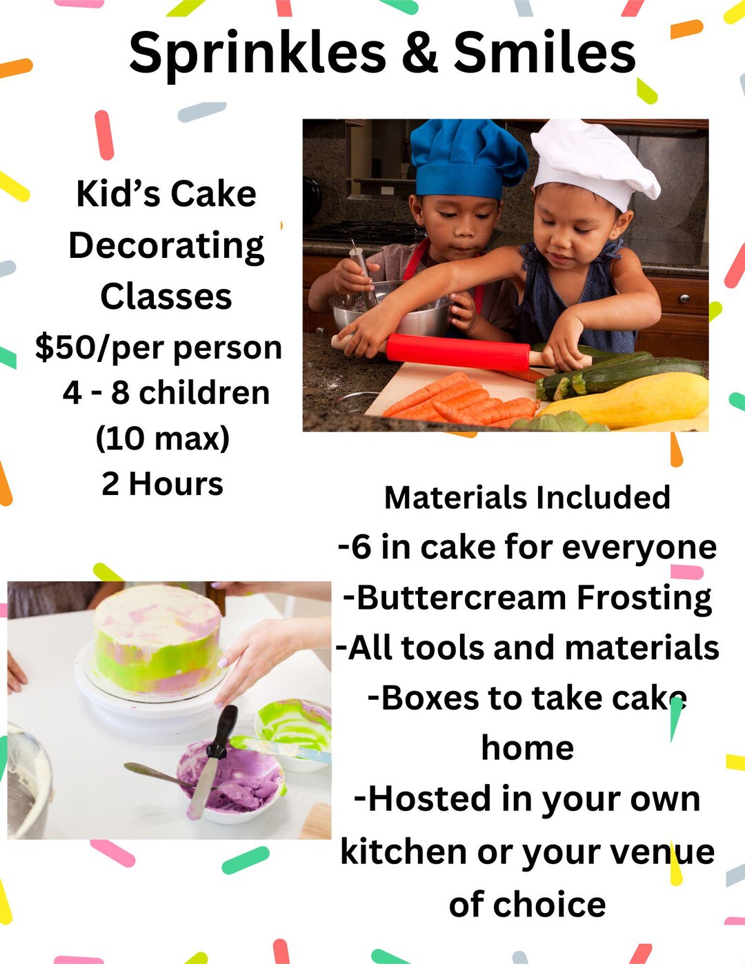 Sprinkles & Smiles (kid's Cake Decorating Class) - Etsy