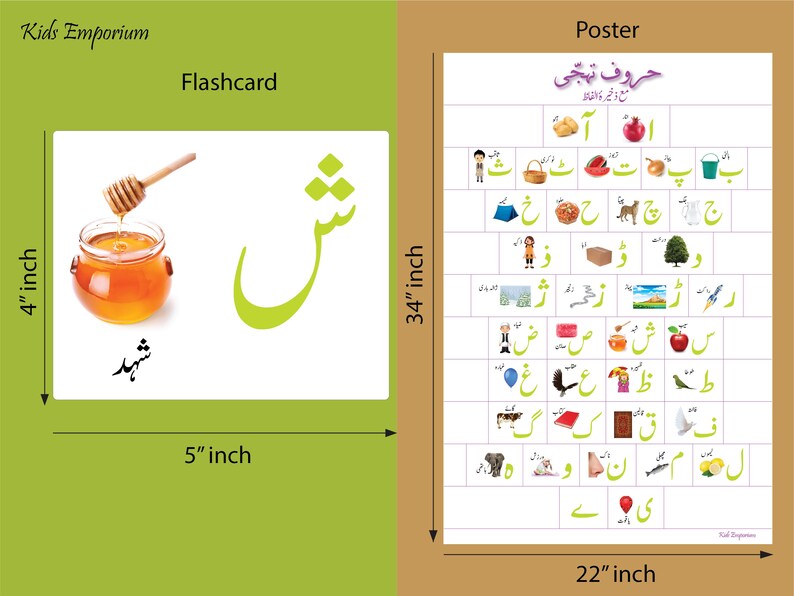 Urdu Alphabet Flashcards & Poster (printables) - Etsy