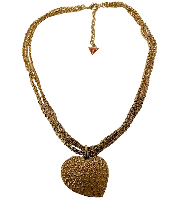 Guess gold heart necklace store