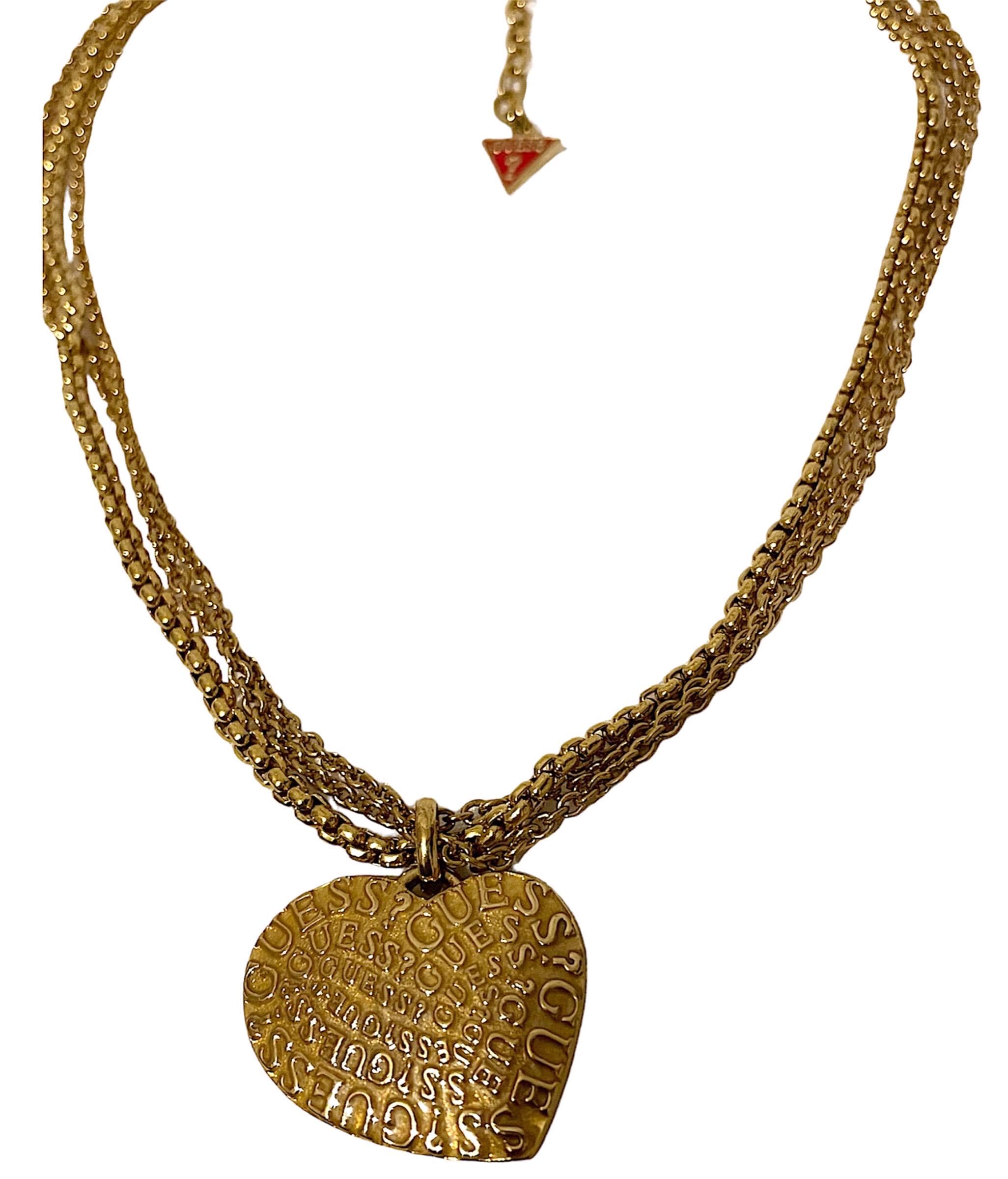 Guess Multi Chain Gold Heart Necklaces Etsy