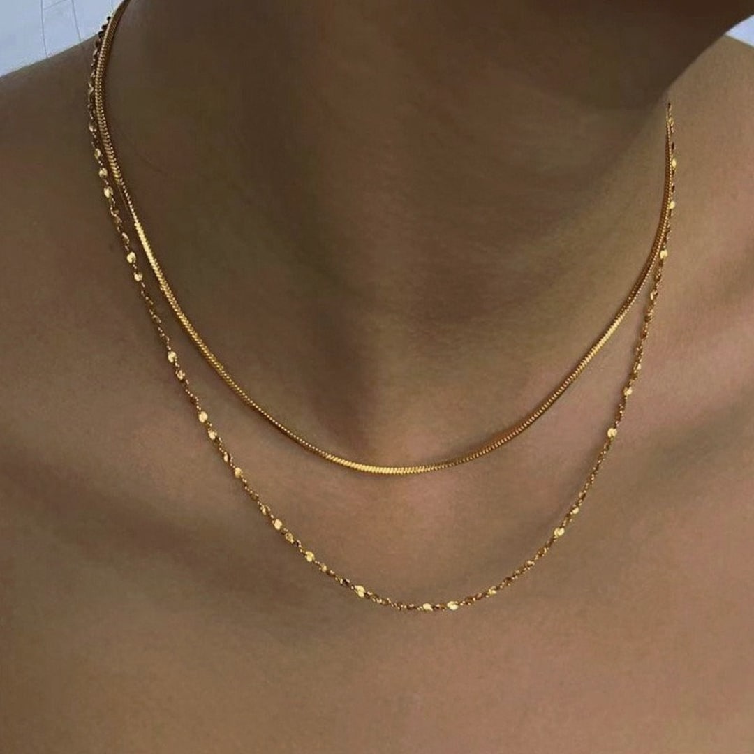 18k Gold Necklaces for Women Gold Necklace Set Gold Necklace - Etsy UK