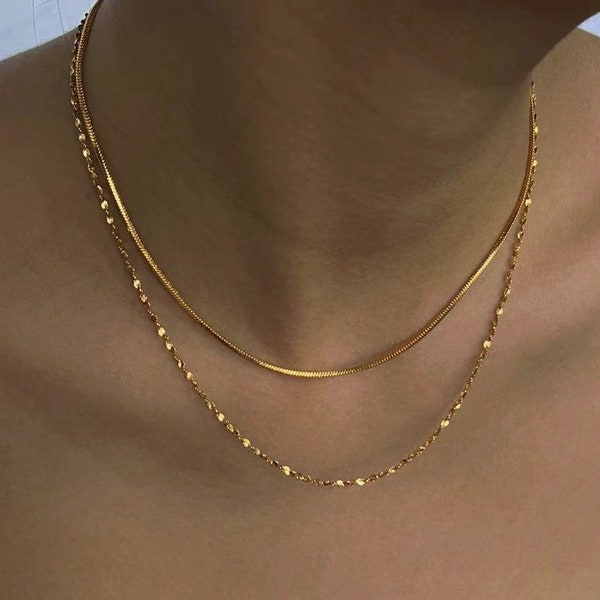 18k Gold Necklace - Etsy