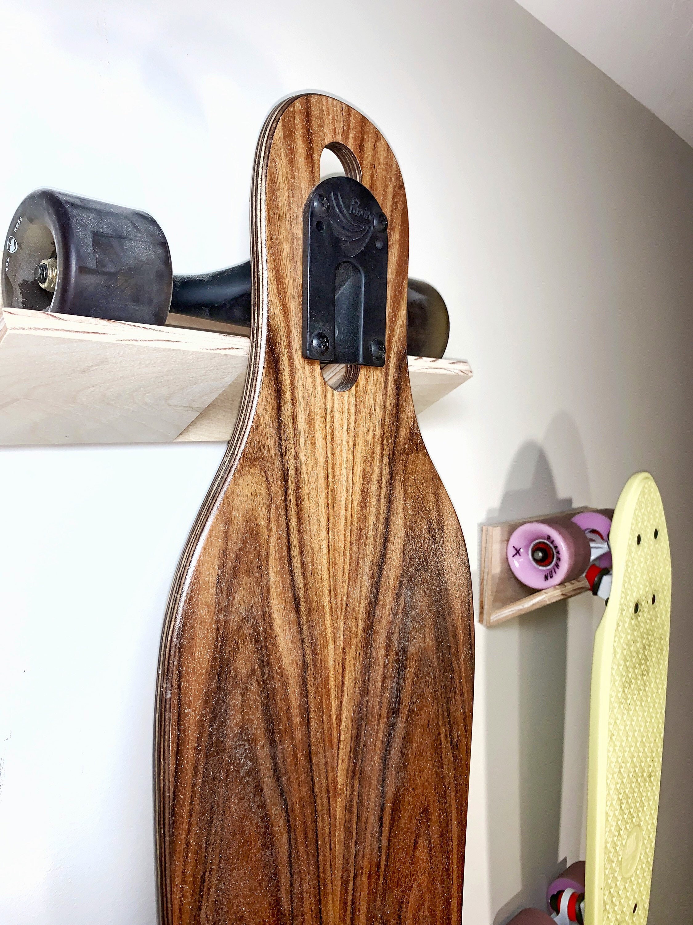 Skateboard and Longboard Hanger Storage Natural Hardwood - Etsy
