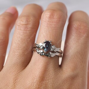 Lovely Bat Ring Sets Sterling Silver Custom Alexandrite Wedding Ring ...