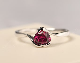 Ruby Heart Shaped Ring - Etsy