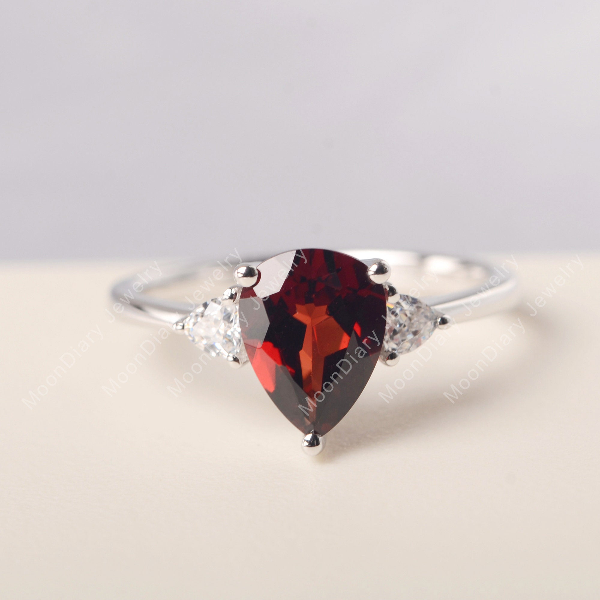 January Birthstone Real Natural Red Garnet Engagement Ring - Etsy UK