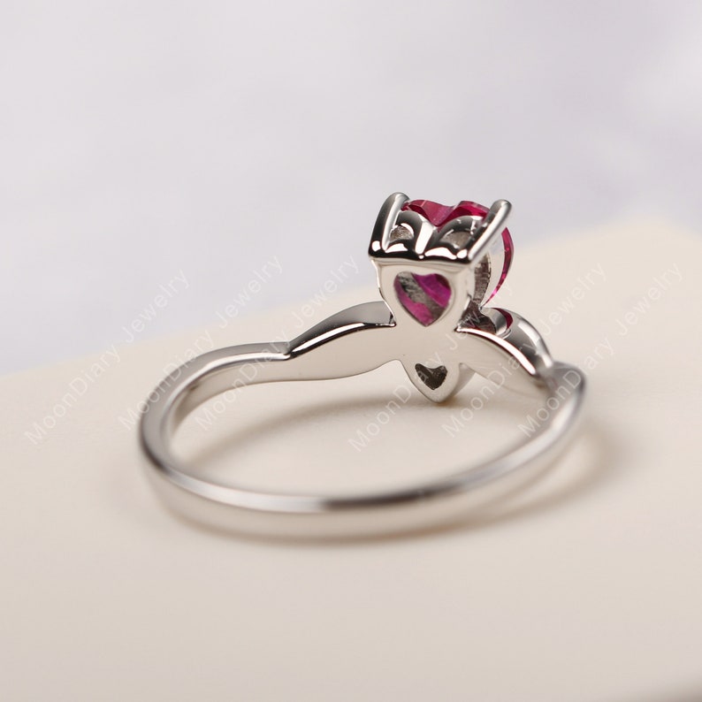 Ruby Infinity Engagement Ring Silver Heart Cut Twist Bridal - Etsy