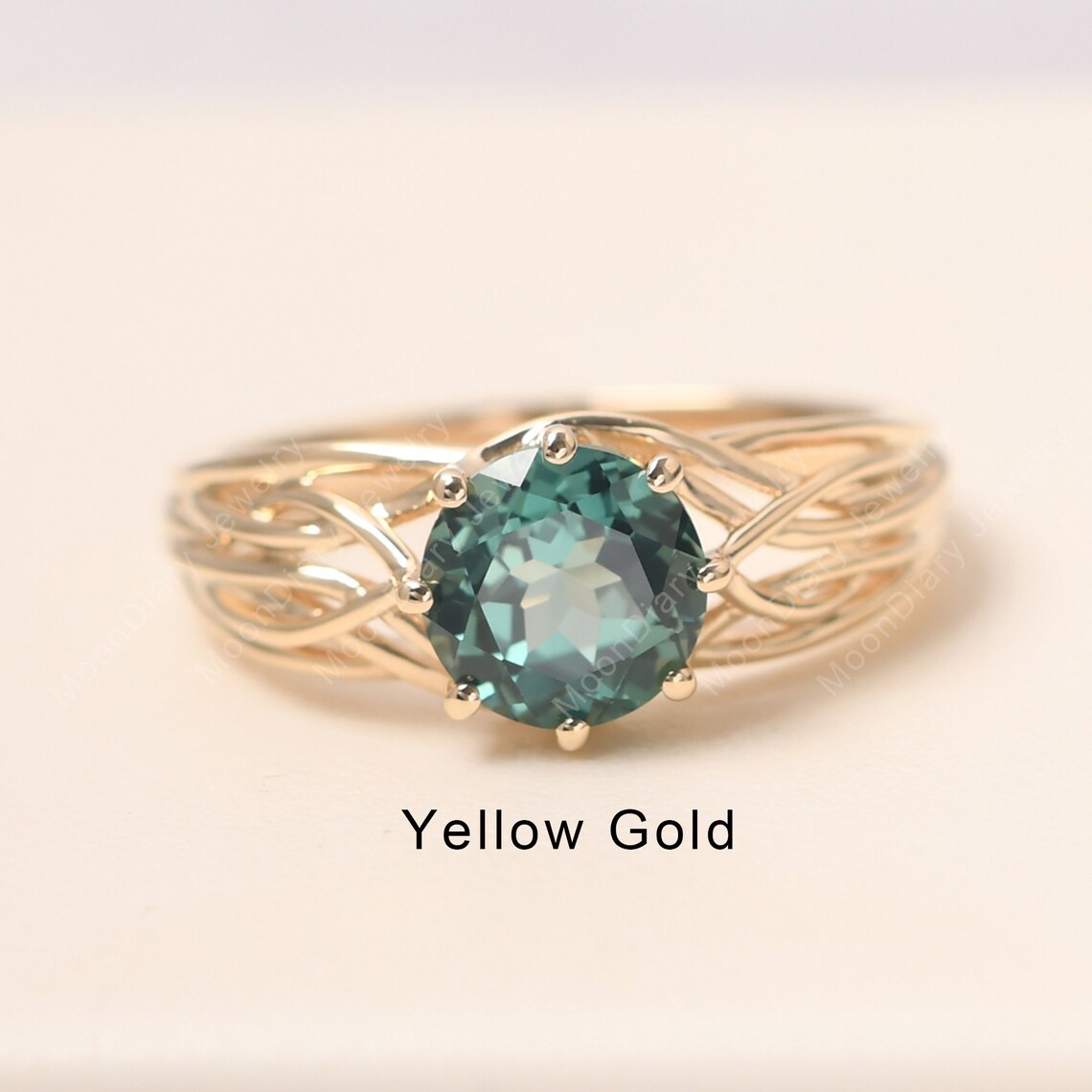 Unique Green Sapphire Engagement Ring Sterling Silver Round - Etsy