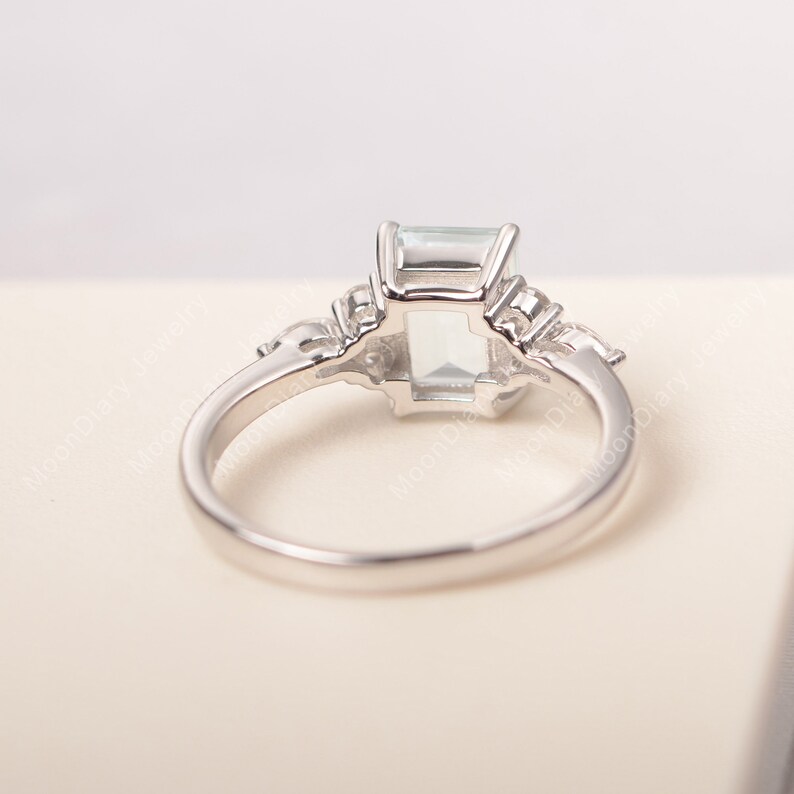 Rectangle Aquamarine Ring Emerald Cut Natural Light Blue - Etsy